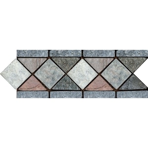 Enigma 4-Inch x 12-Inch Tumbled Slate Border Tile with Bars | The Home ...