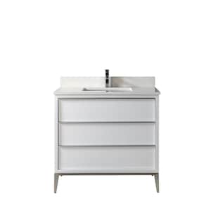 Jade Bath Amelie 36 in. Vanity with White Quartz Countertop, White ...